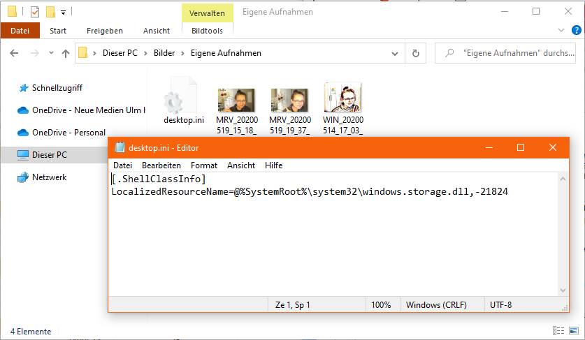 Win10: Backup meckert, weil Ordner «Camera Roll» fehlt. Holen Sie ihn ...