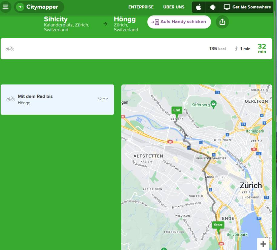 Citymapper: (Velo-)Route aufs Handy schicken – so gehts - onlinepc.ch