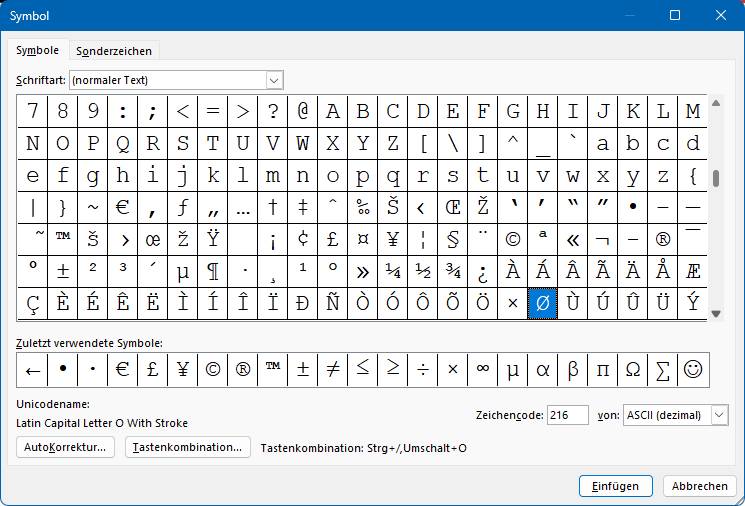 Word/LibreOffice: Durchmesser- oder Durchschnittszeichen - onlinepc.ch