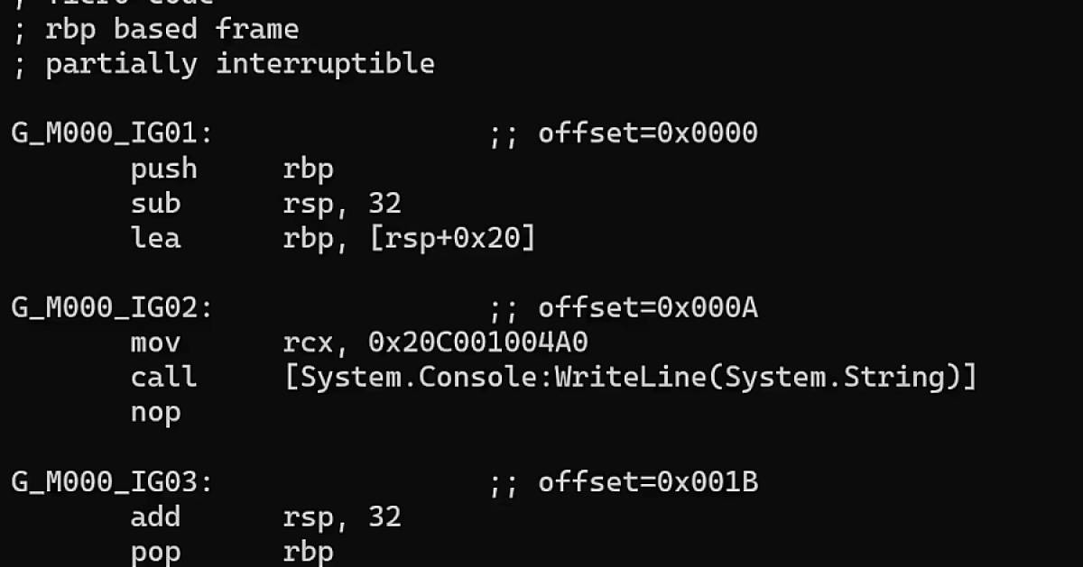 .NET: Vom JIT-Compiler erzeugten Assembler-Code prüfen - onlinepc.ch