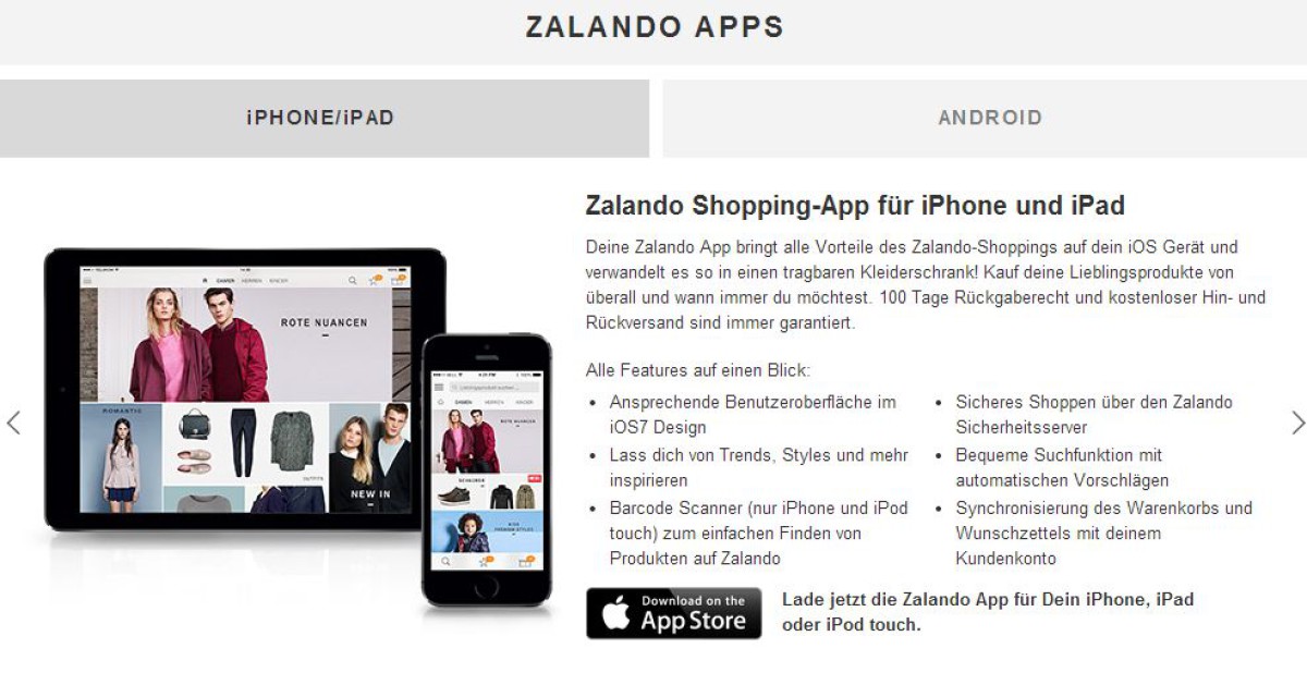 Zalando startet Apps für die Schweiz - onlinepc.ch