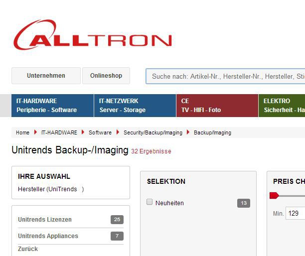 Unitrends setzt auf Alltron als Distributor - onlinepc.ch