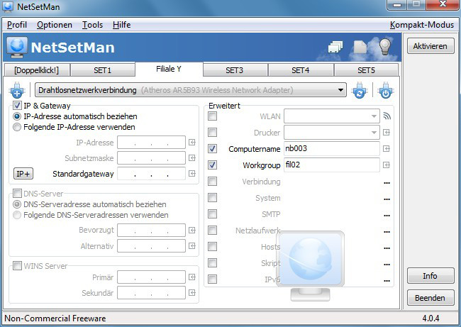 Schnelle Netzanmeldung mit NetSetMan - onlinepc.ch