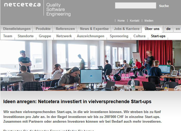 Netcetera investiert in Start-ups aus der Schweiz - onlinepc.ch